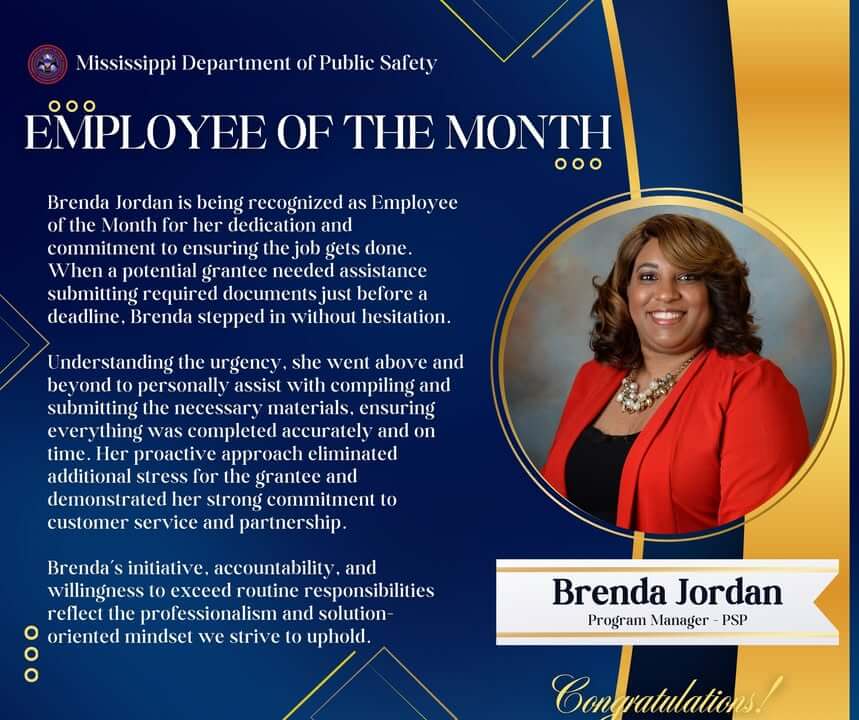 Mississippi DPS honors March Employees of the Month - Oxford, MS News